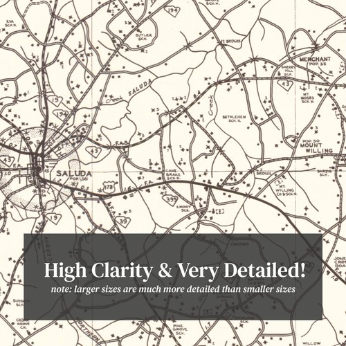 Old Map of Saluda County, SC 1939 - Vintage South Carolina A | eBay