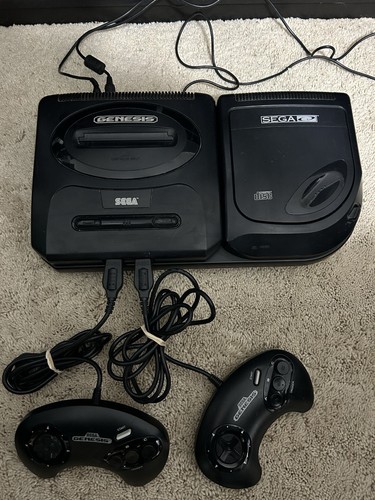 Sega Genesis Sega CD Model 2 Video Game System-Tested-1 Game- 2 ...
