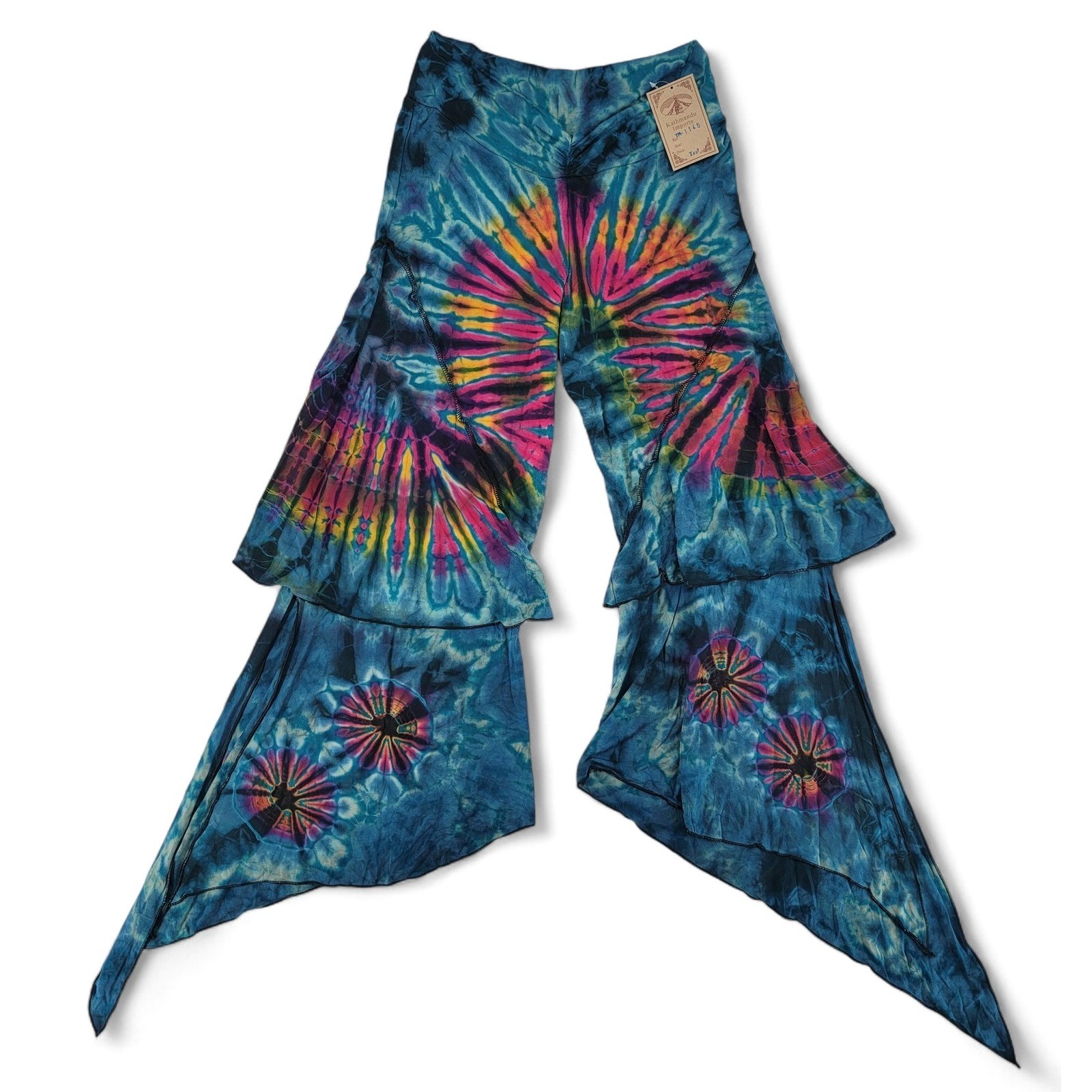 Kathmandu Imports Tie Dye Fairy Pants M/L Boho Festival Wide Leg Flare ...