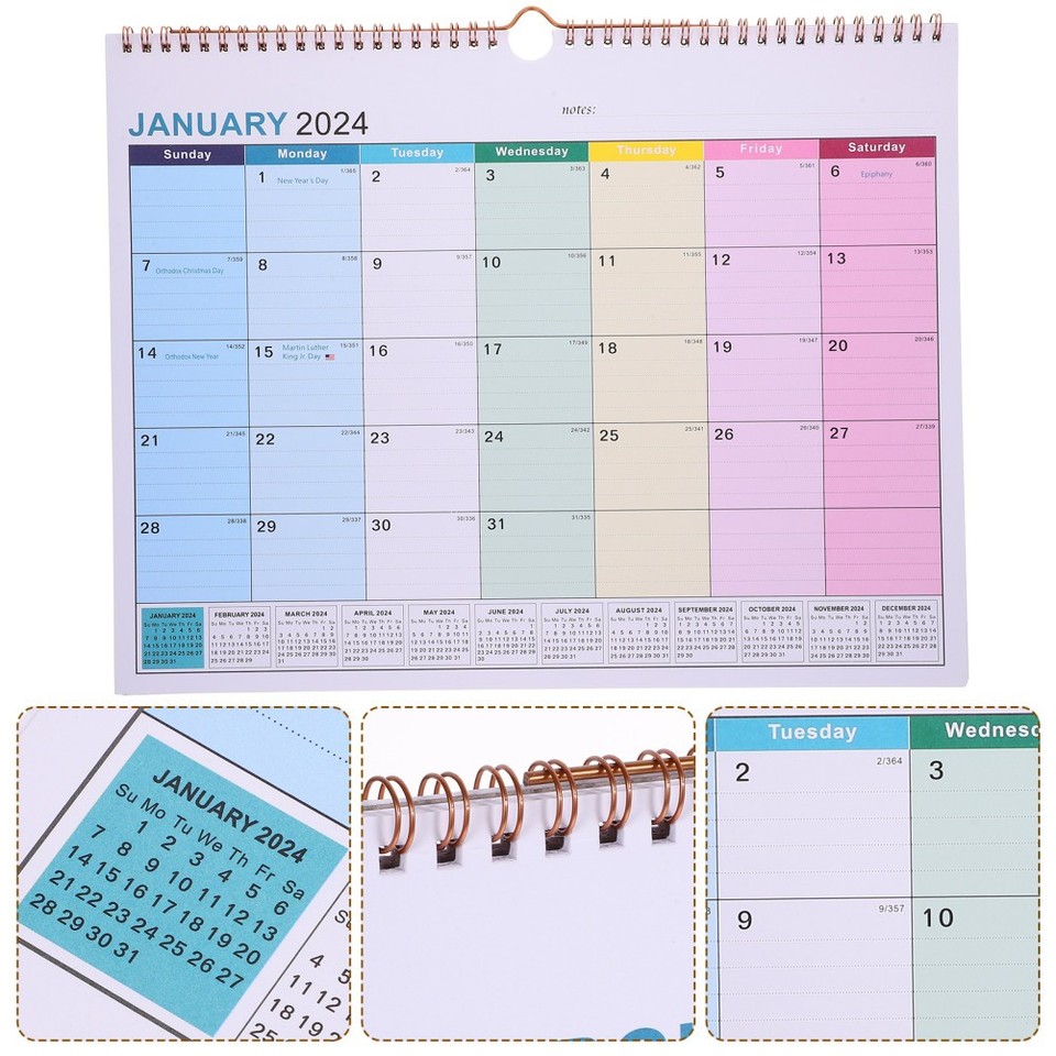 English Wall Calendar 2024-2025 Total 18 Months Wall Hanging Calendar ...