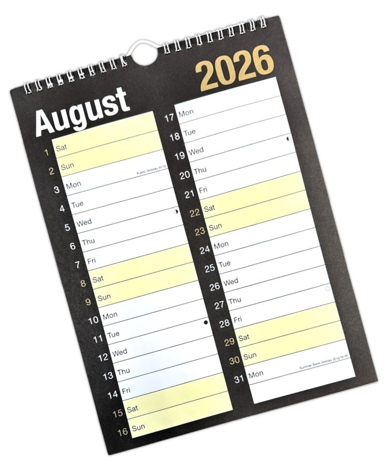 Office 2026 A4 Two Column Calendar Month View Large Calendar Monthly ...