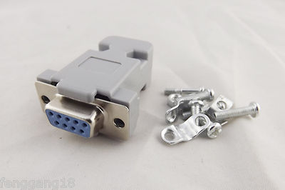 10x DB9 Female 9 Pin 2 Rows D-Sub Connector Grey Plastic Hood Cover ...