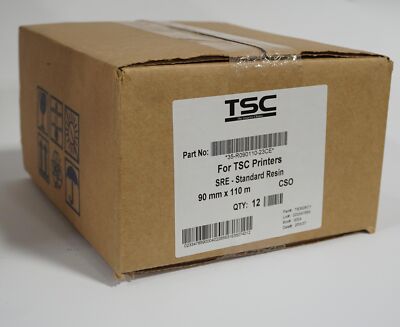 -=CASE OF 12=- TSC THERMAL TRANSFER RIBBON SRE STANDARD RESIN 90mm X ...