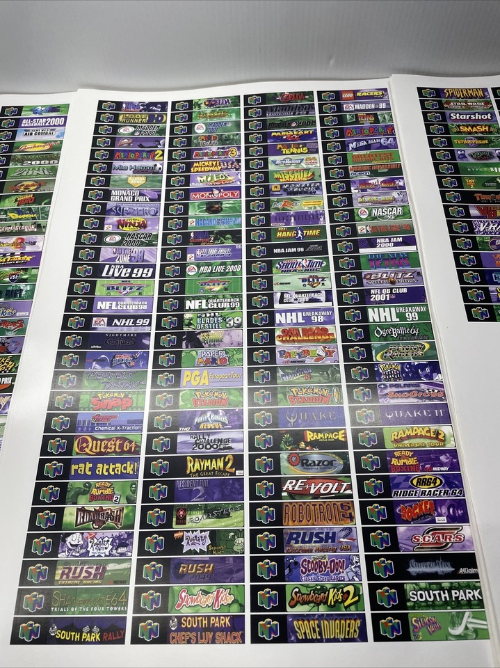 Nintendo N64 Cart Label Sticker Set Cheapest On eBay Full CLR High ...
