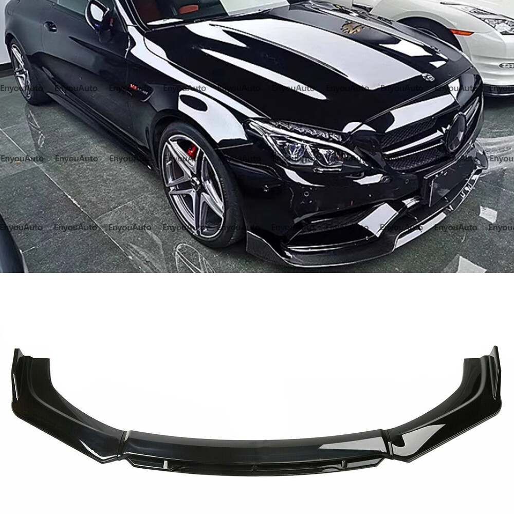 For Mercedes-Benz C200 C300 Front Bumper Lip Spoiler Splitter Glossy ...
