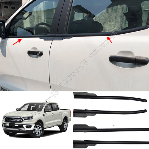 For Ford Ranger 2019-2021 ABS black windows pillar side cover trim logo ...