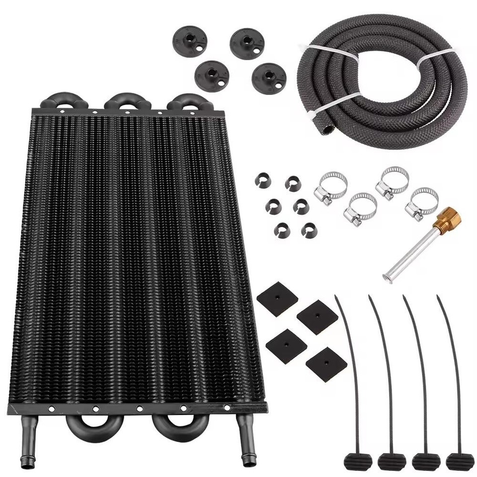 6 Row Universal Remote Transmission Oil Cooler Radiator Converter Kit ...