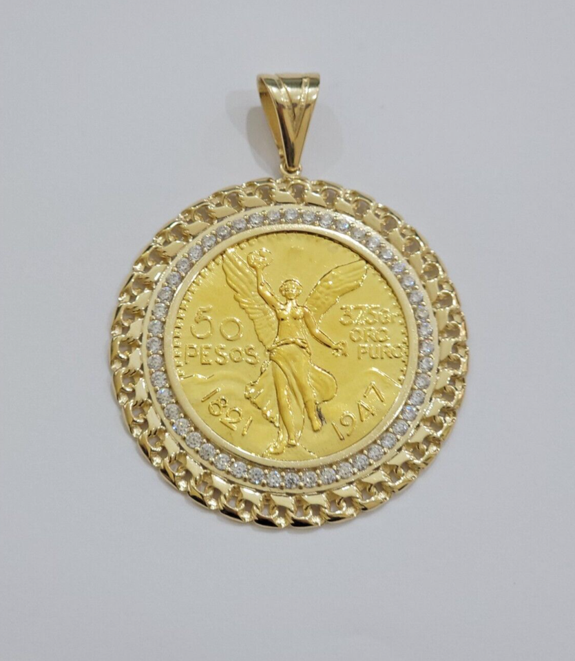 1947 Mexican Centenario Coin Charm Pendant Replica 50 pesos With Bezel ...
