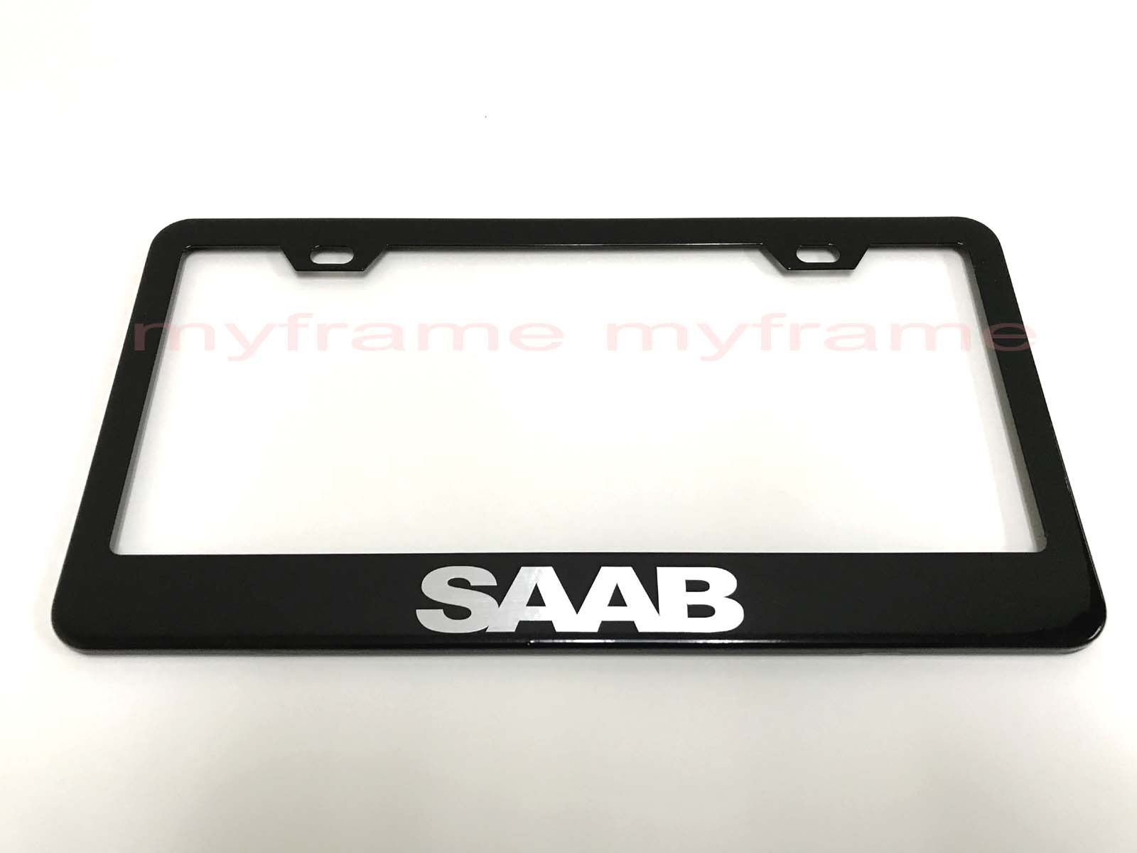 SAAB BLACK Metal License Plate Frame Tag Holder with Caps | eBay