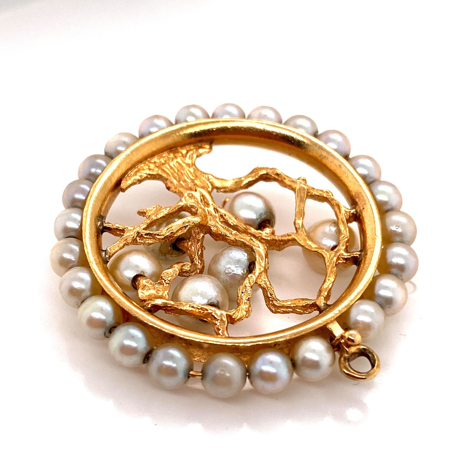 Vintage Tree of Life Pearl Pendant 14k Gold 10.3 grams Hand-Made Estate ...