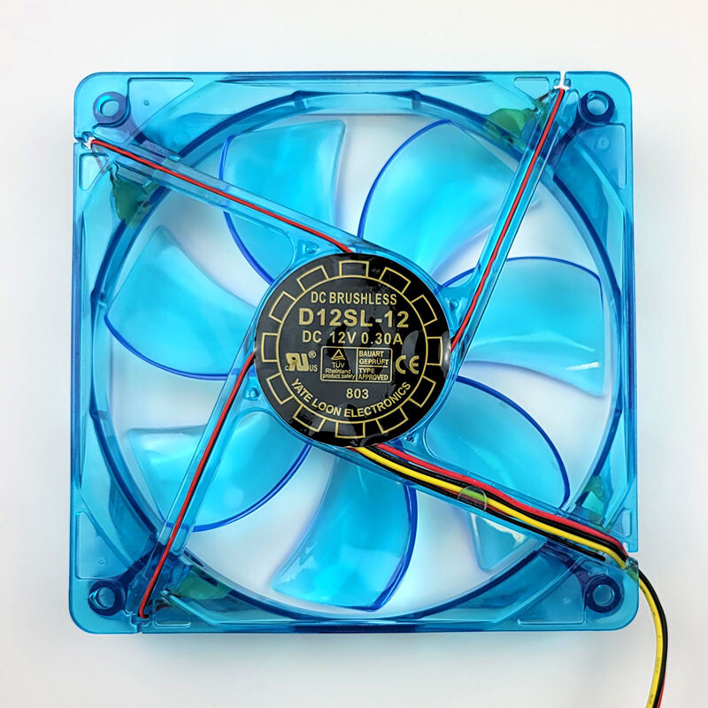 Yate Loon Blue LED 120mm x 25mm Low Speed Quiet PC Computer Case Fan ...
