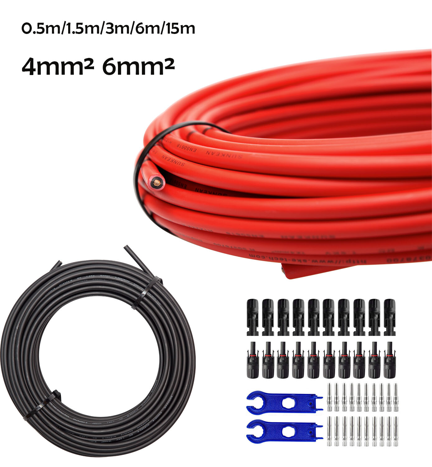 Solar Panel Extension Cable Wire Black& Red 12/10 AWG Connector ...