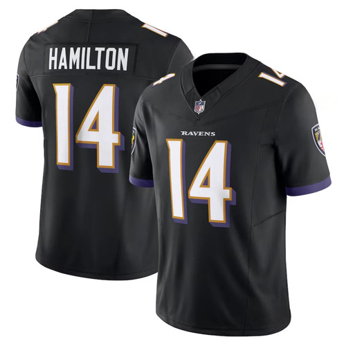 NWT Men's/Youth Ravens #14 Kyle Hamilton Black All Stitched Game Player ...