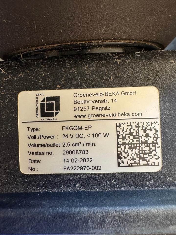 BEKA WIND Lubrication Pump – FKGGM-EP (Groeneveld-BEKA) – New / Open ...