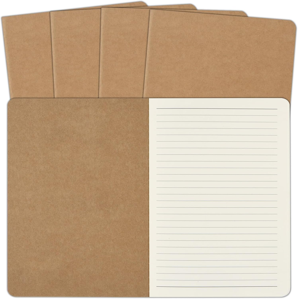 5 Pack A5 Kraft Notebooks Bulk, 8.15X5.5 Inches Lined Paper Journaling ...