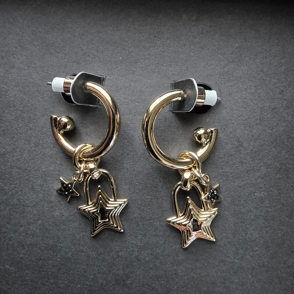 Rockett St George Gold Tone Lock And Key Star Earrings RRP £36 NEW ...