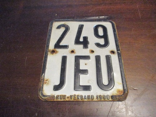 NUK-VERBAND 1990 GERMANY LICENSE PLATE MOPED # 249 JEU EMBOSSED 5 1/4 X ...