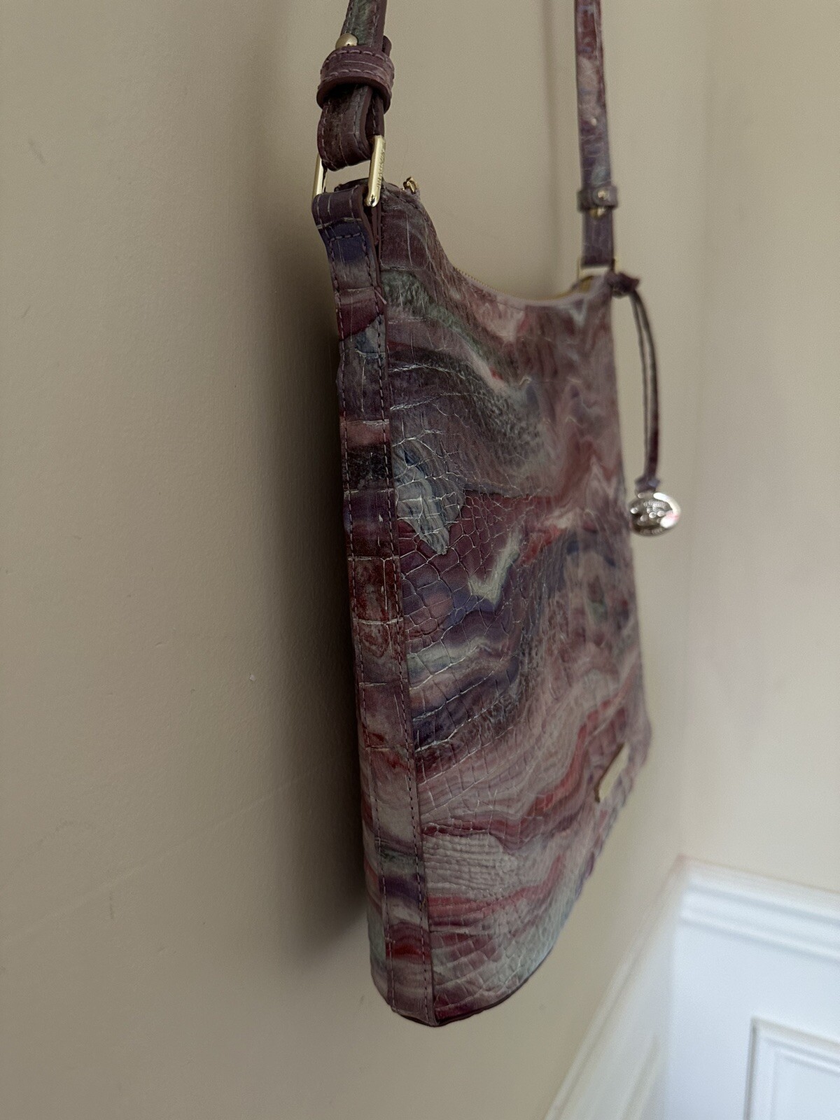 NEW BRAHMIN KATIE Aura PYTHON Croc OMBRE MELBOURNE LEATHER Crossbody ...
