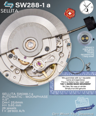 MOVEMENT AUTOMATIC SELLITA SW288-1 a, MOONPHASE | eBay