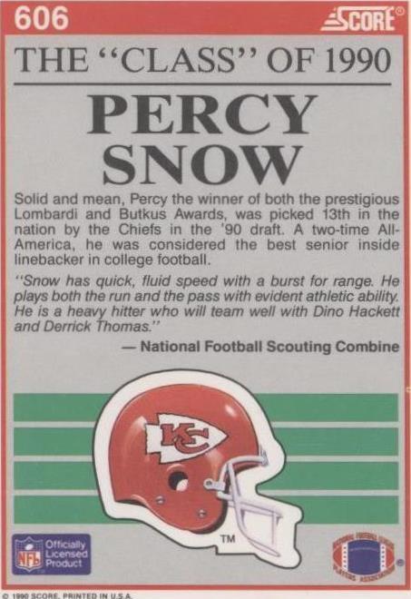 1990 Score Percy Snow #606 for sale | eBay