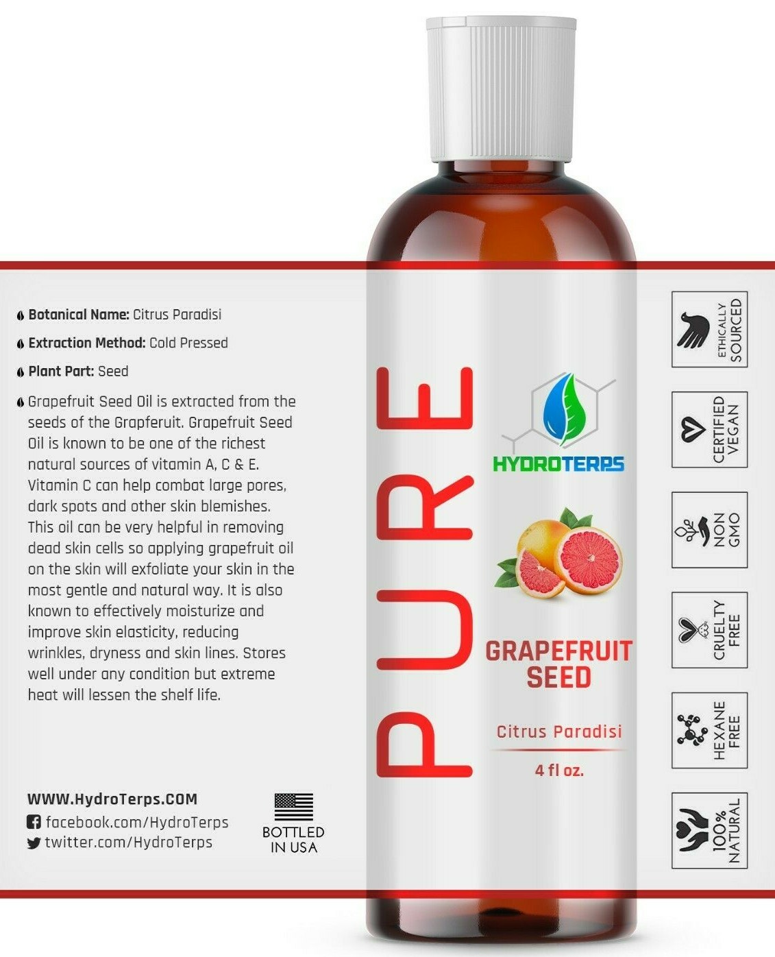 Grapefruit Seed Oil 4 oz. Cold Pressed 100% Pure Natural Organic ...
