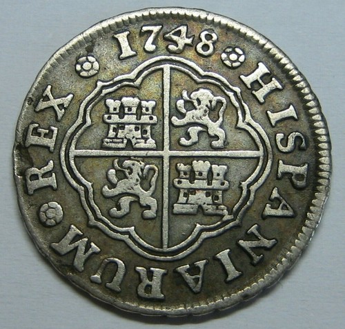 1748 MADRID 1 REAL FERDINAND VI SPANISH SILVER COLONIAL ERA 1700s ...
