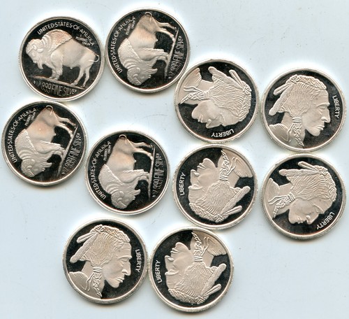 TEN 1/2 oz Silver BUFFALO Rounds .999 Fine Silver 5 total ounces | eBay