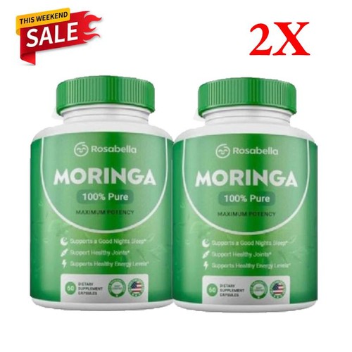 2X Rosabella Moringa Leaf Powder Capsules - 800mg of Pure Nutrient 60 ...