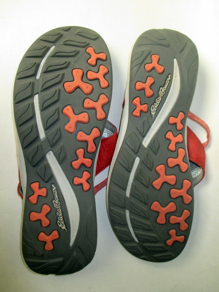 EDDIE BAUER FLIP FLOP FLAT CORAL LEATHER LEATHER LINING SIZE 9M SPORT ...