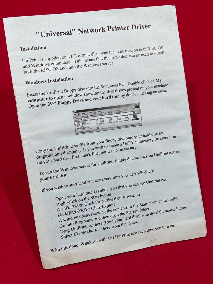 UniPrint Universal Network Printer Driver Ver 1.00 for Acorn RISC OS ...