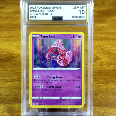 Pokemon SWSH Crown Zenith Tapu Lele 064/159 AGS Gem-MT 10 Holo Rare ...