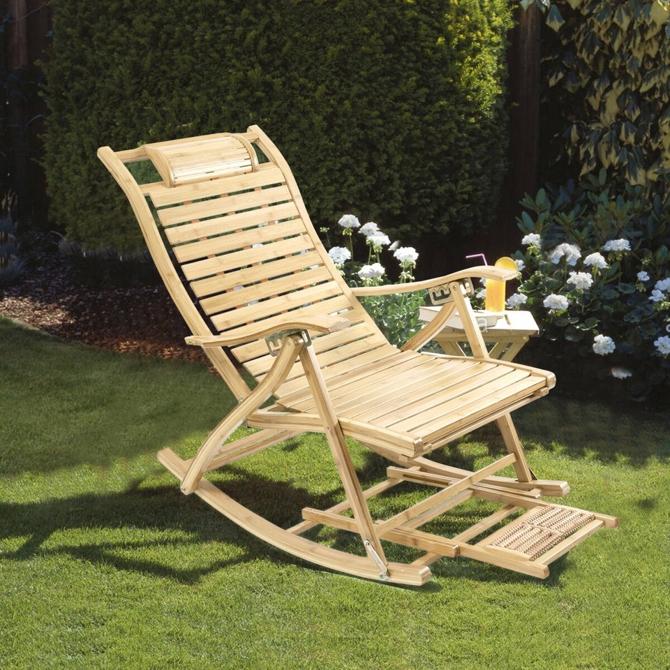 Extra Large Rocking Chair Wooden Lounge All Weather Recliner with High ...