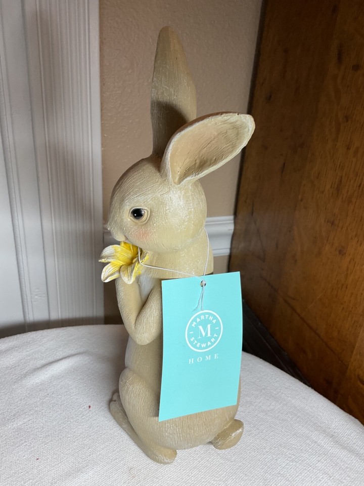 Martha Stewart Home EASTER Bunny Rabbit Holding A YELLOW Flower 12" NWT ...