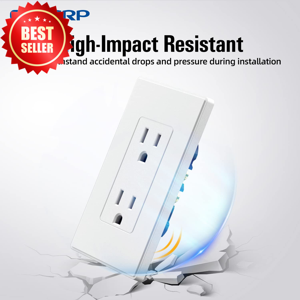 10pk White Decorator Electrical Outlet Receptacle 15A 125V Wall Plate ...