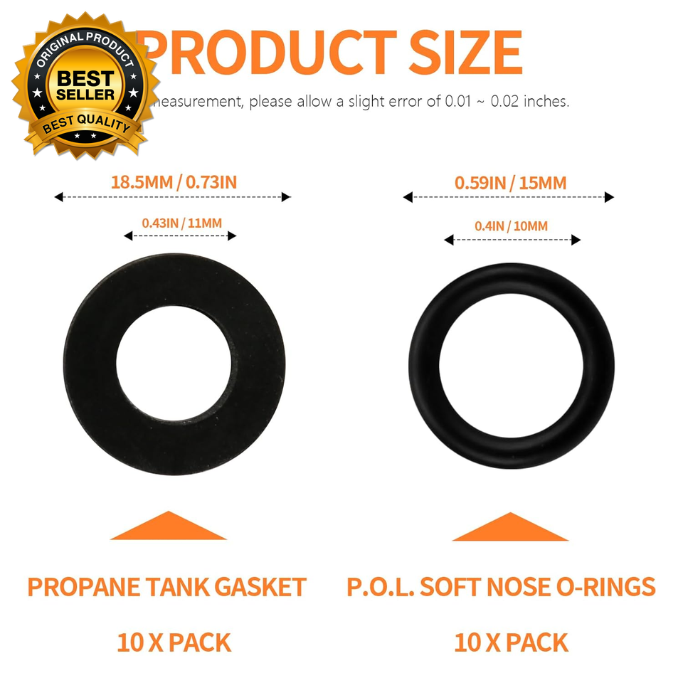 10Pcs Propane Tank Gasket 10Pcs Soft Rubber O Rings for All Soft Nose ...