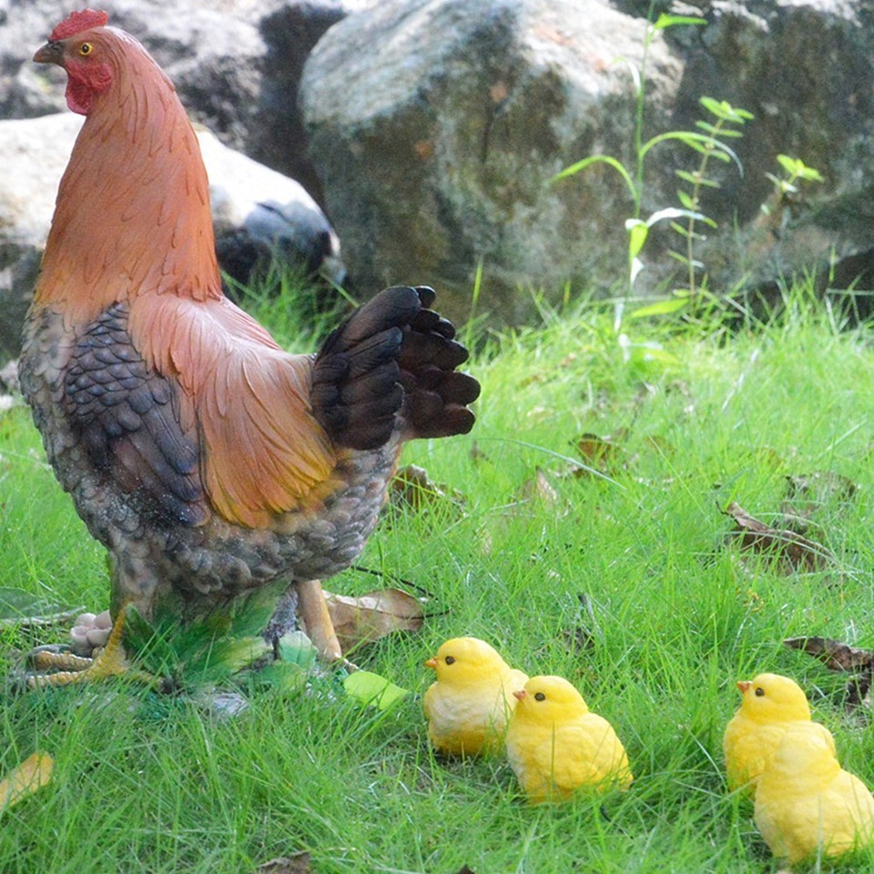 6pcs Chick Figurines Resin Chick Ornaments Animal Yard Garden Adornment ...