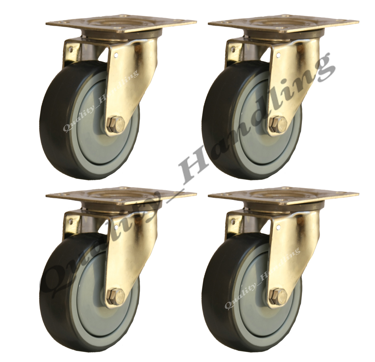 4 - 125mm Acero inoxidable caucho ruedas giratorias 110kg C trabajo sin ...