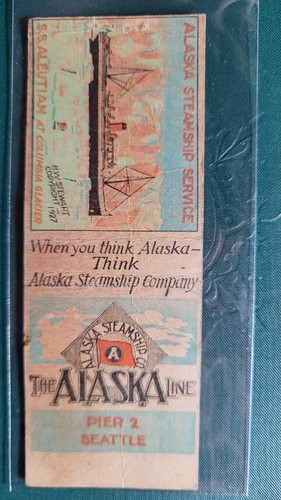 1920's Alaska Steamship Co. The Alaska Line Matchbook Cover Matchcover ...
