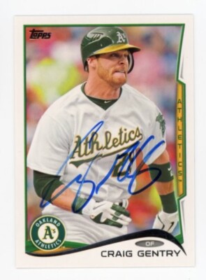 SIGNED BASEBALL CARD AUTO TOPPS 2014 CRAIG GENTRY OAKLAND A's #477 | eBay