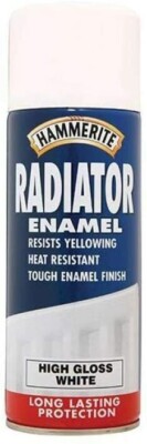 Hammerite Radiator Paint Quick Drying White Paint Gloss 400ml Aerosol ...
