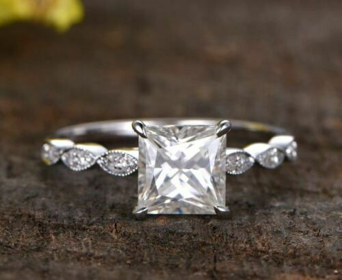 Princess Cut 2.25Ct Diamond 14k White Gold Engagement Ring Simulated in ...