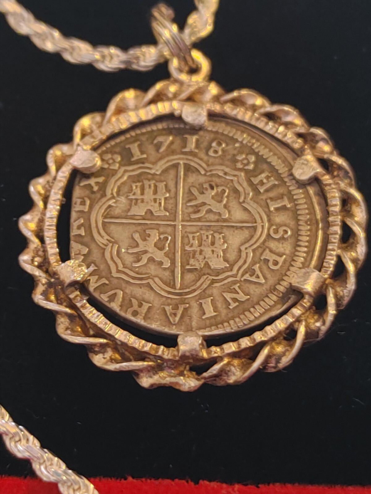 Rare Uncirculated Spain 1718 .903 Silver Reale Pendant 24" Sterling ...
