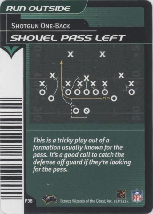 2002-03 NFL Showdown - Plays Offense Shovel Pass Left #P38 for sale ...