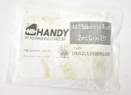Lot of 100 NB Handy #43 Stainless Steel Rivets Zinc Gray 091 ...