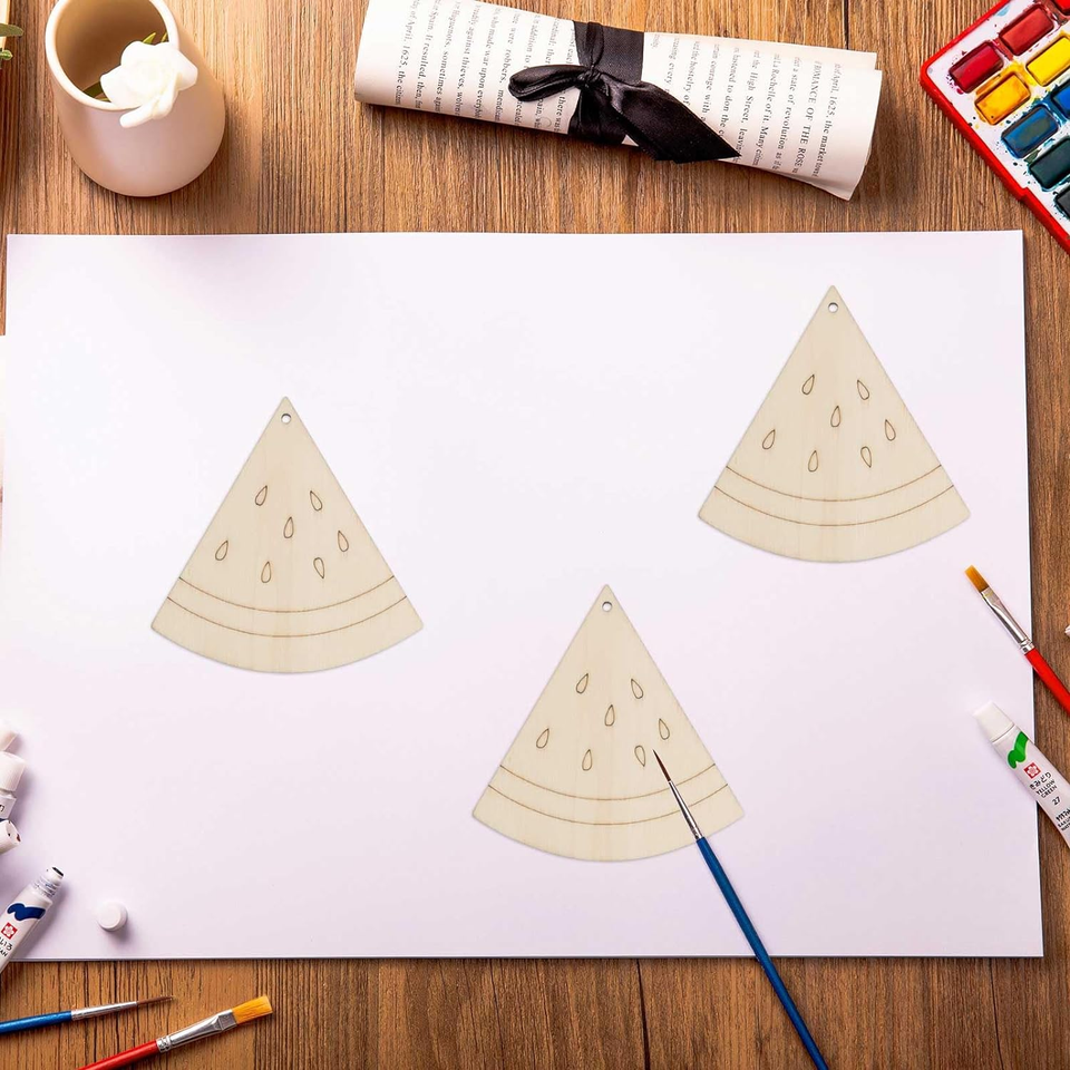 20Pcs Watermelon Wood Cutouts Crafts Wooden Watermelon Shaped Hanging ...