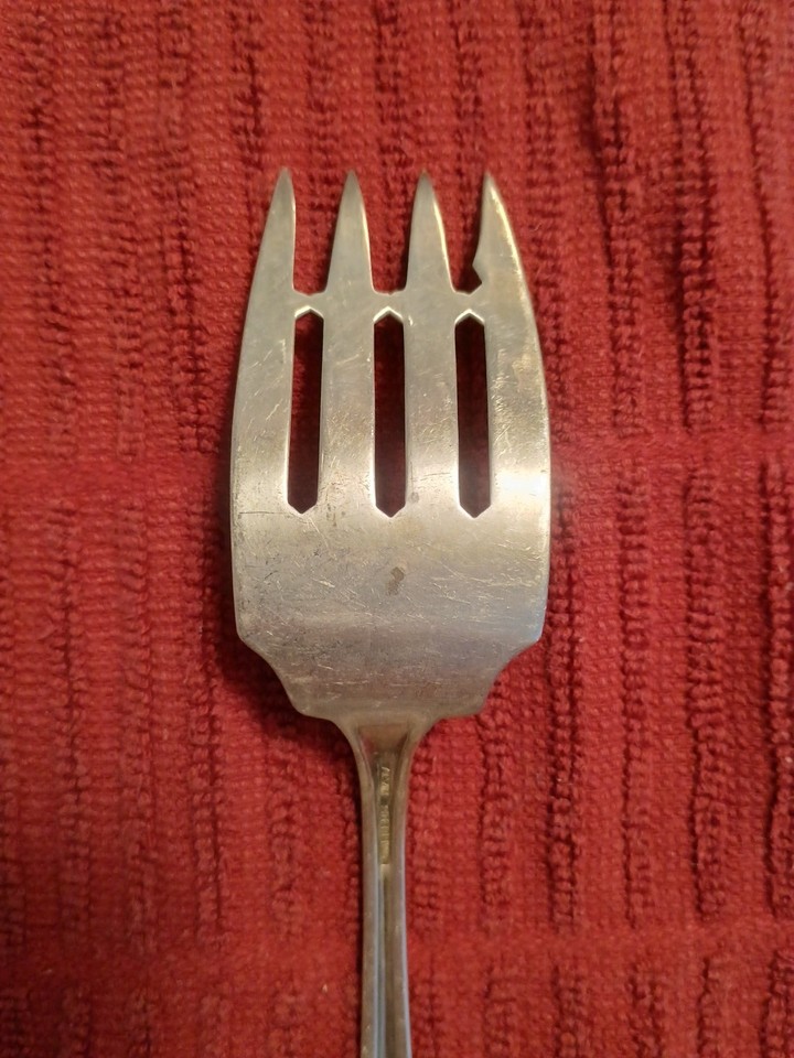 Alvin Sterling Silver 7" Cold Meat serving Fork Vintage Monogramed 42 ...