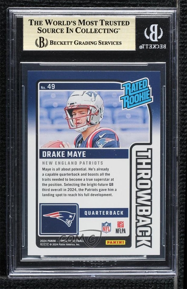 2024 Panini Donruss Rated Rookies Throwbacks Drake Maye #49 BGS 9.5 GEM ...