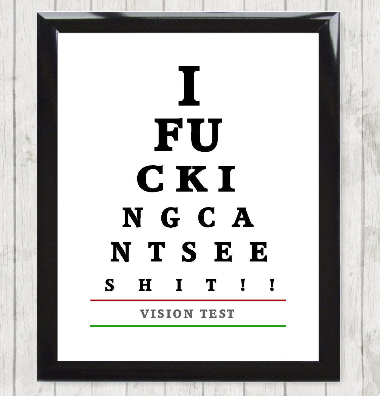 Funny Eye Chart. A Rude Print Poster. Can't See Shat Vision Test Sign ...