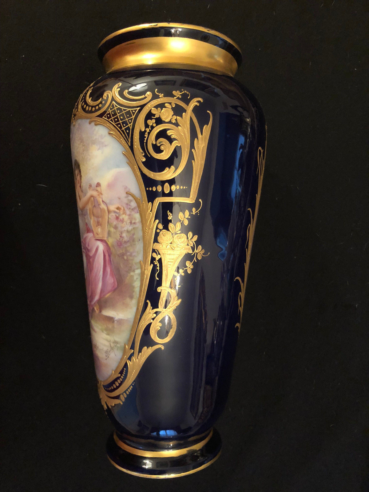 SEVRES ANTIQUE 19TH CENTURY LARGE PORCELAIN VASE WITH ARTIST SIGNATURE ...