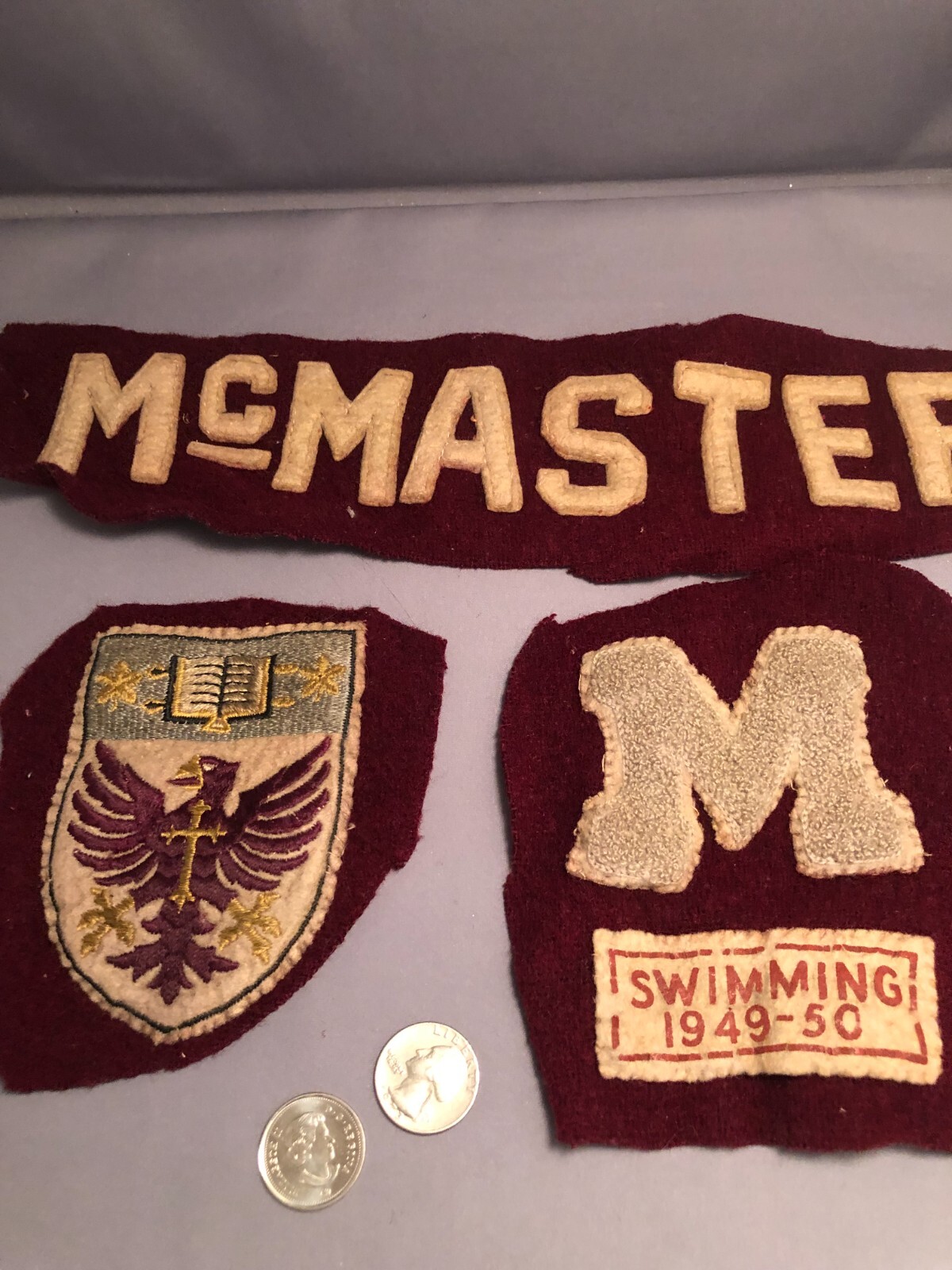 Vintage Mcmaster university lettermail jacket patches Swimming 1949/ ...